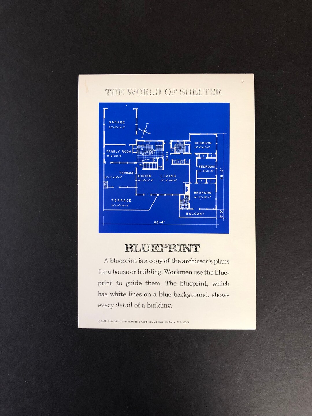 Large Vintage Flashcard Blueprint From Picto-cabulary Series the World ...