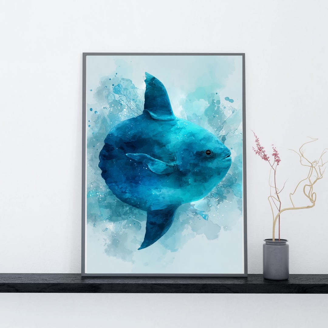 Mystical Mola Mola Print | Ocean Sunfish Art | Turquoise Sea Therapy ...