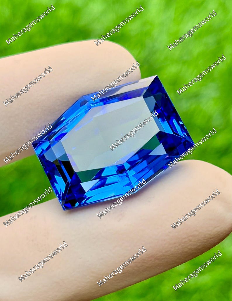 48 Carat Emerald Cut London Blue Topaz Gemstone, Precision Cut ...
