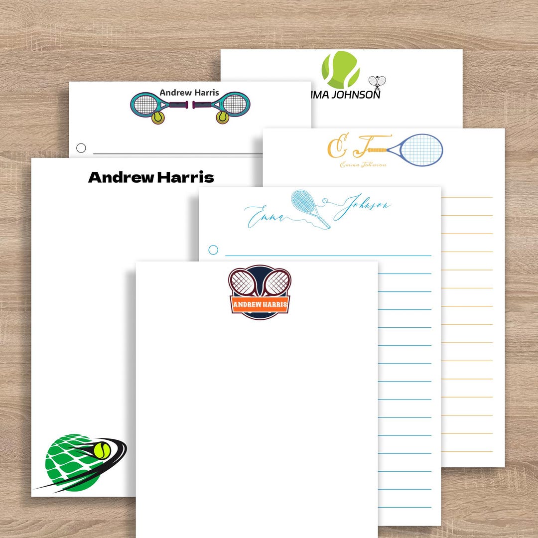 Custom Name Tennis Notepad – Personalized Tennis Stationery - Tennis ...