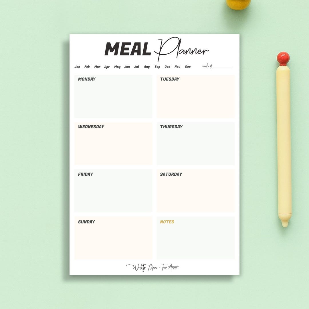 Weekly Meal Planner Pad – Simple Meal Plan Notepad – Kitchen Organizer ...