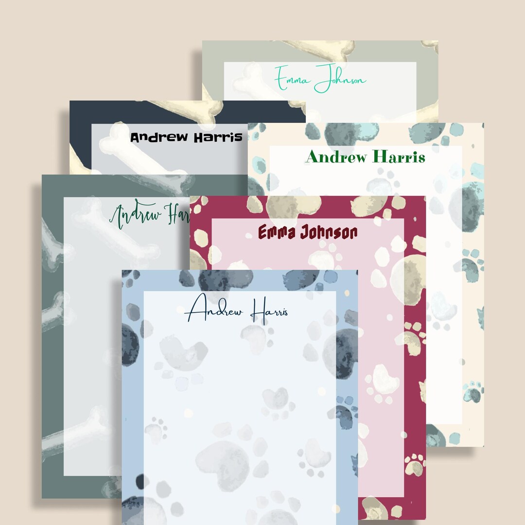 Custom Paw Print Notepad – Personalized Name Pad - Custom Pet Notepad ...