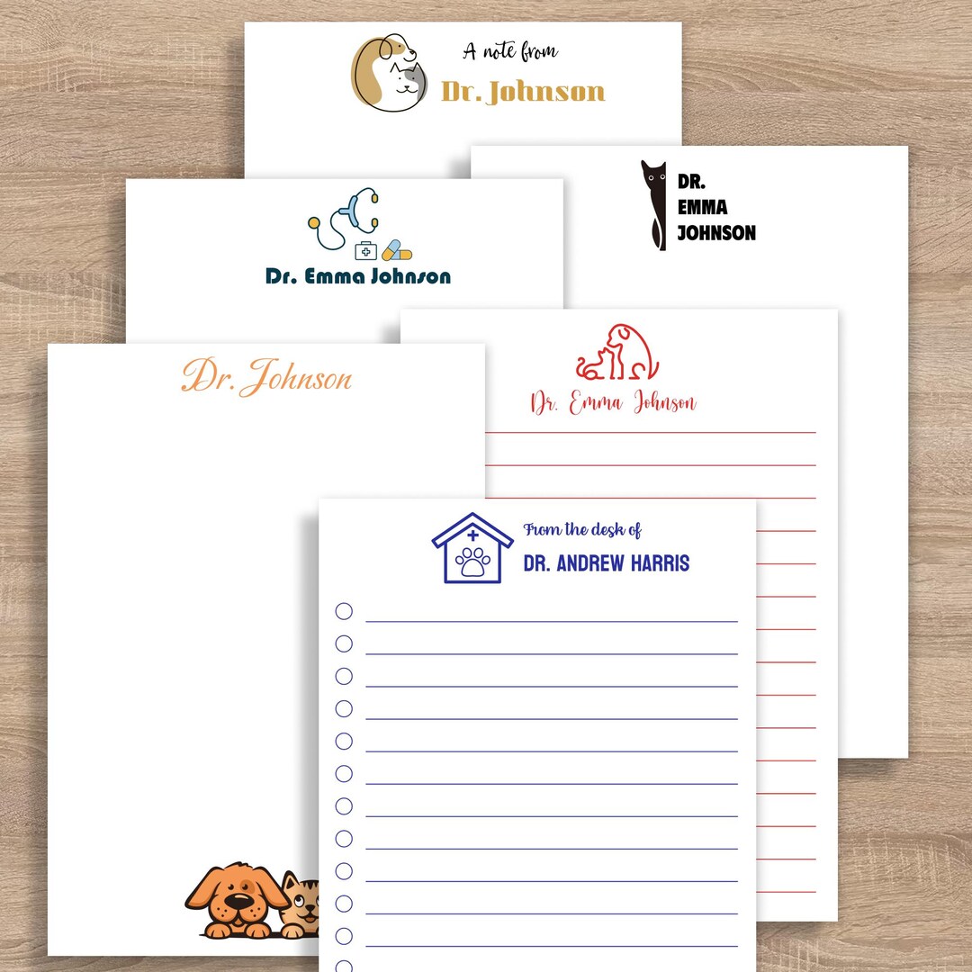 Personalized Veterinarian Notepad – Custom Name Vet Stationery, Pet ...