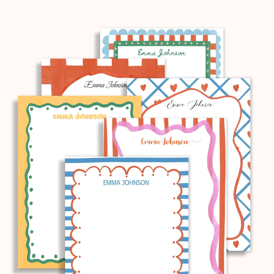 Bright Retro Notepad – Colorful Border Notepad - Personalized ...