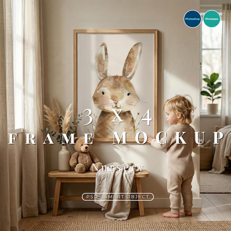 Baby Room Frame Mockup – Nursery Wall Art Preview, Vertical PSD Smart ...
