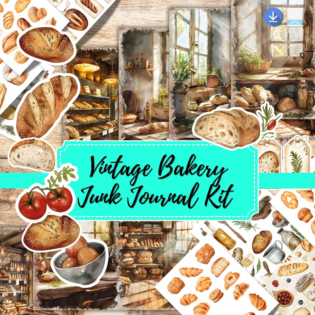Vintage Bakery Fussy Cut Kit – Printable Baking Ephemera Clipart for ...