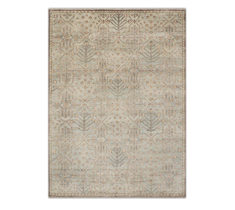 Alive Green Oushak Rug – Hand Knotted Wool Turkish Carpet With Beige ...