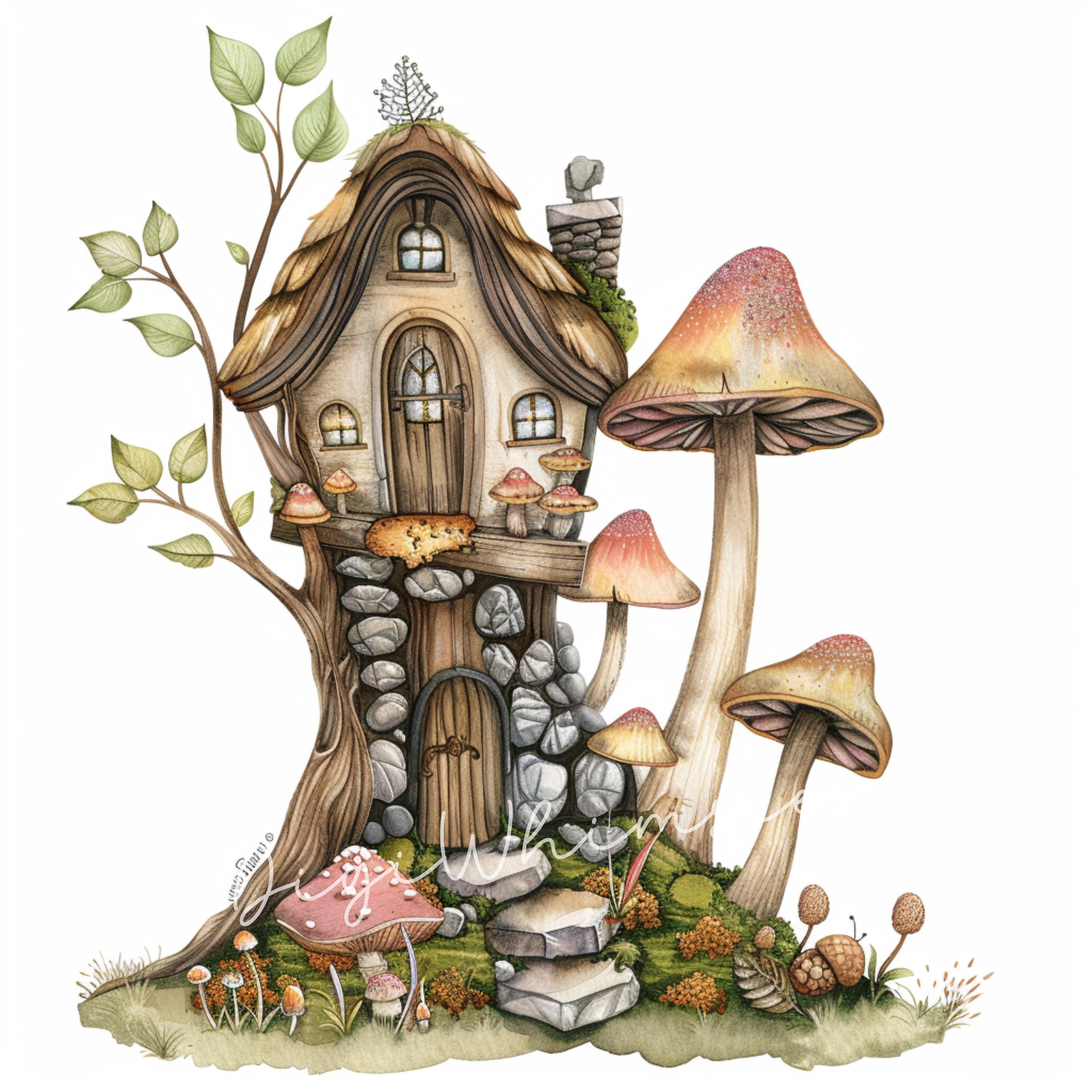 10 Cottagecore Fairy House Clipart: Magical Forest Jpgs (digital ...