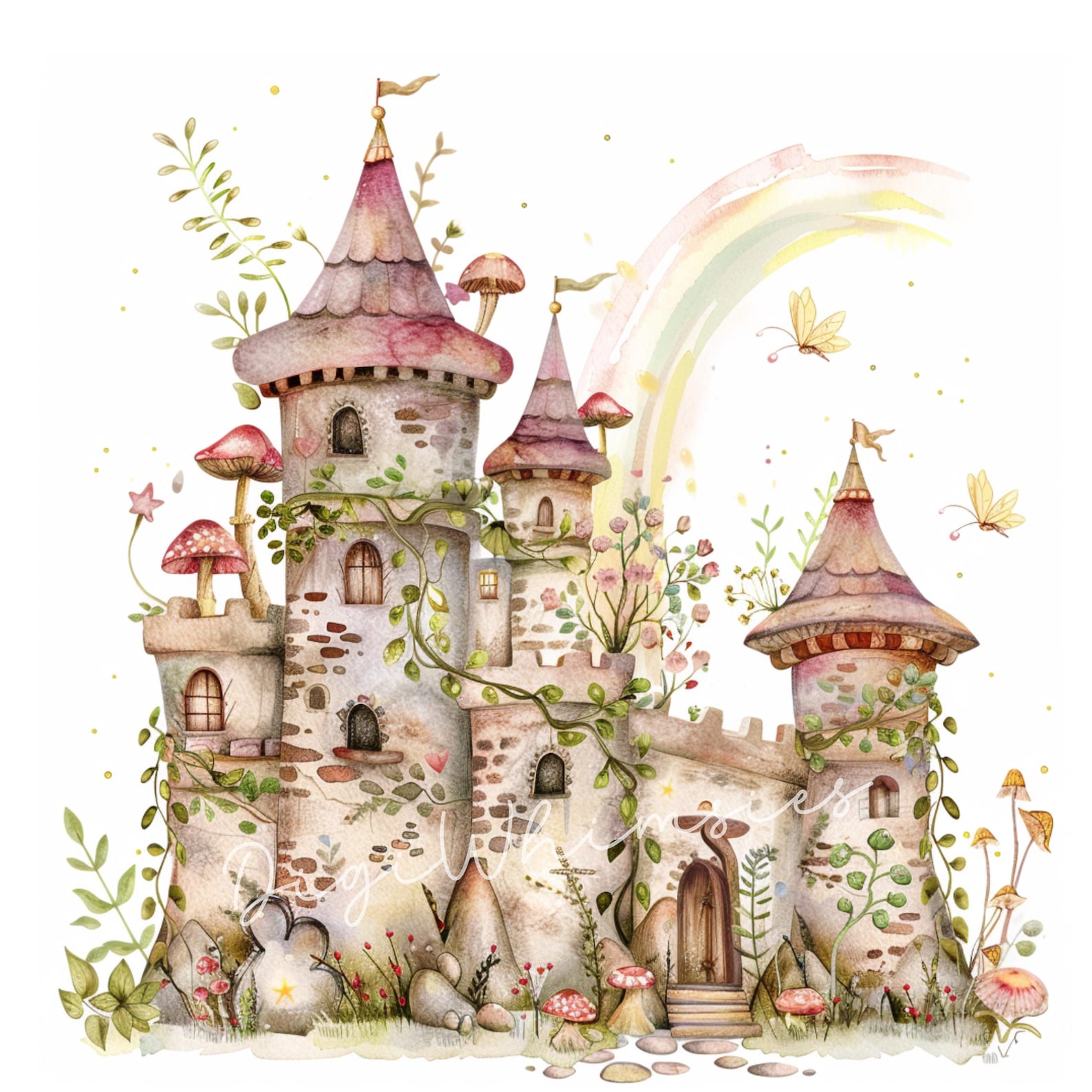 Cottagecore Castle Clipart: Mushroom Fairy Tale (JPG Digital Download ...