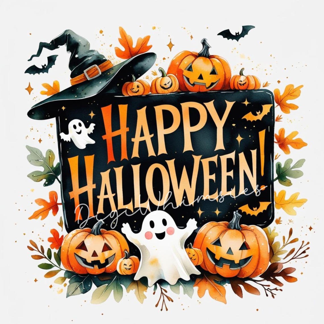 12 Happy Halloween Clipart: Witchy Autumn Graphics (JPG Digital ...