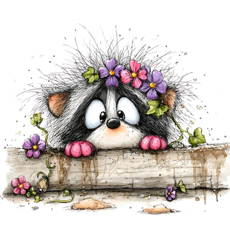 15 Funny Spring Baby Animals Clipart, Quirky Floral Nursery Art ...