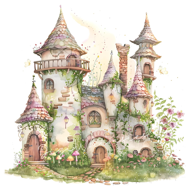 12 Cottagecore Castle Clipart High Res JPG Magical Fairy Fantasy ...