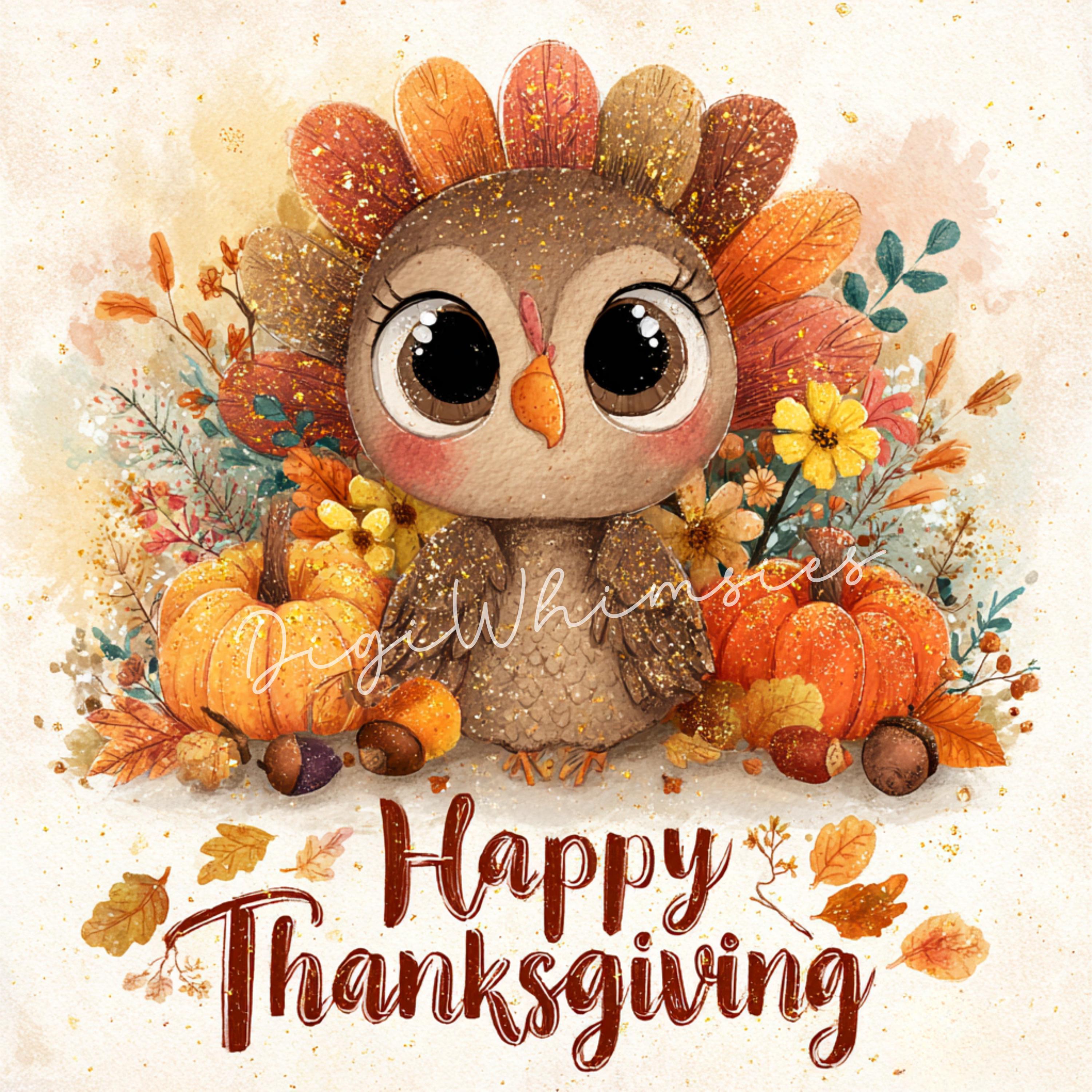 Thanksgiving Turkey Clipart: Cozy Autumn Animals (JPG Digital Download ...