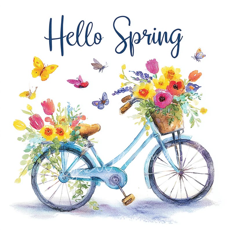 Spring Floral Clipart: Cottagecore Bicycle, Flower Basket (12 Jpgs) - Etsy