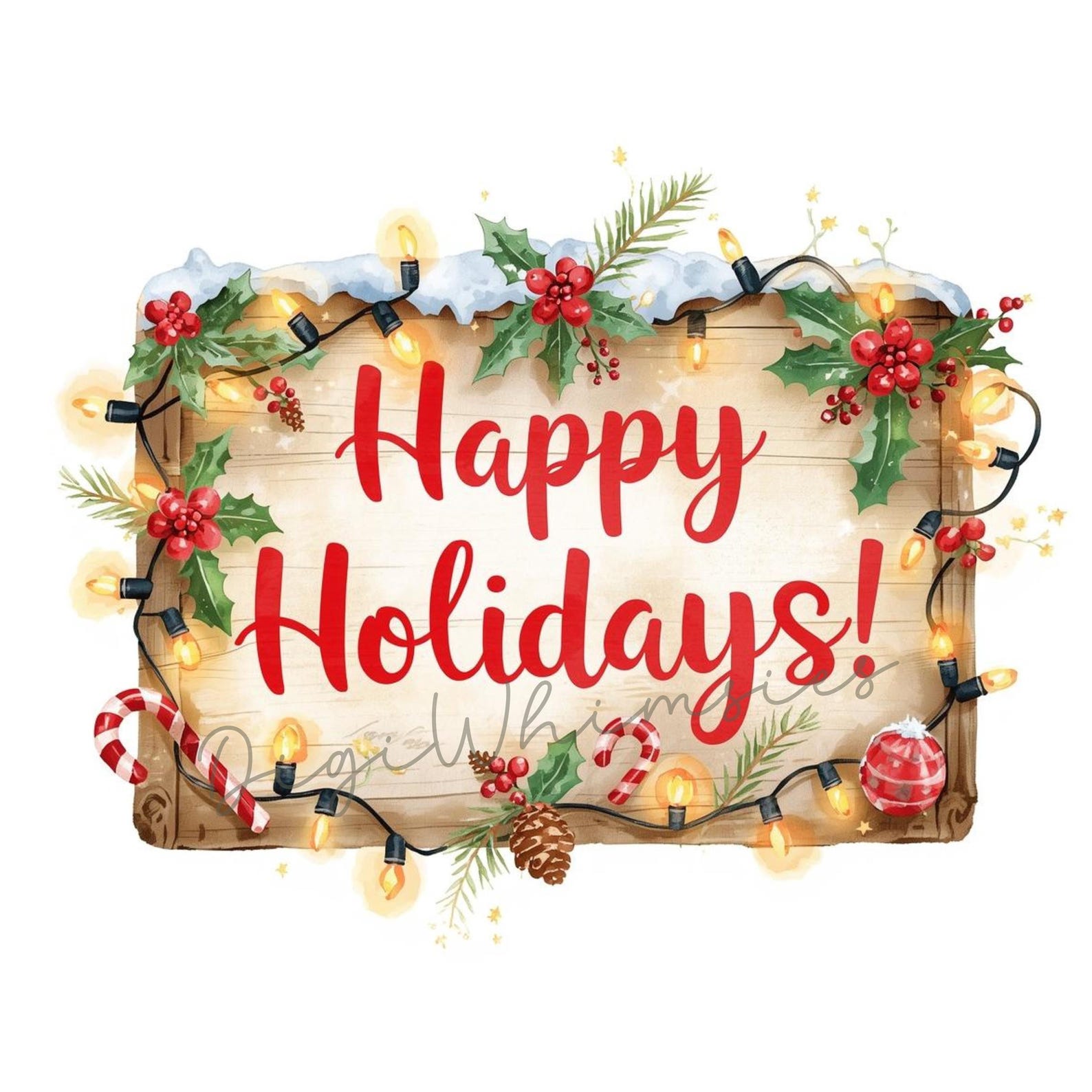 12 Happy Holidays Clipart: Holiday Signage Greetings Graphics (JPG ...