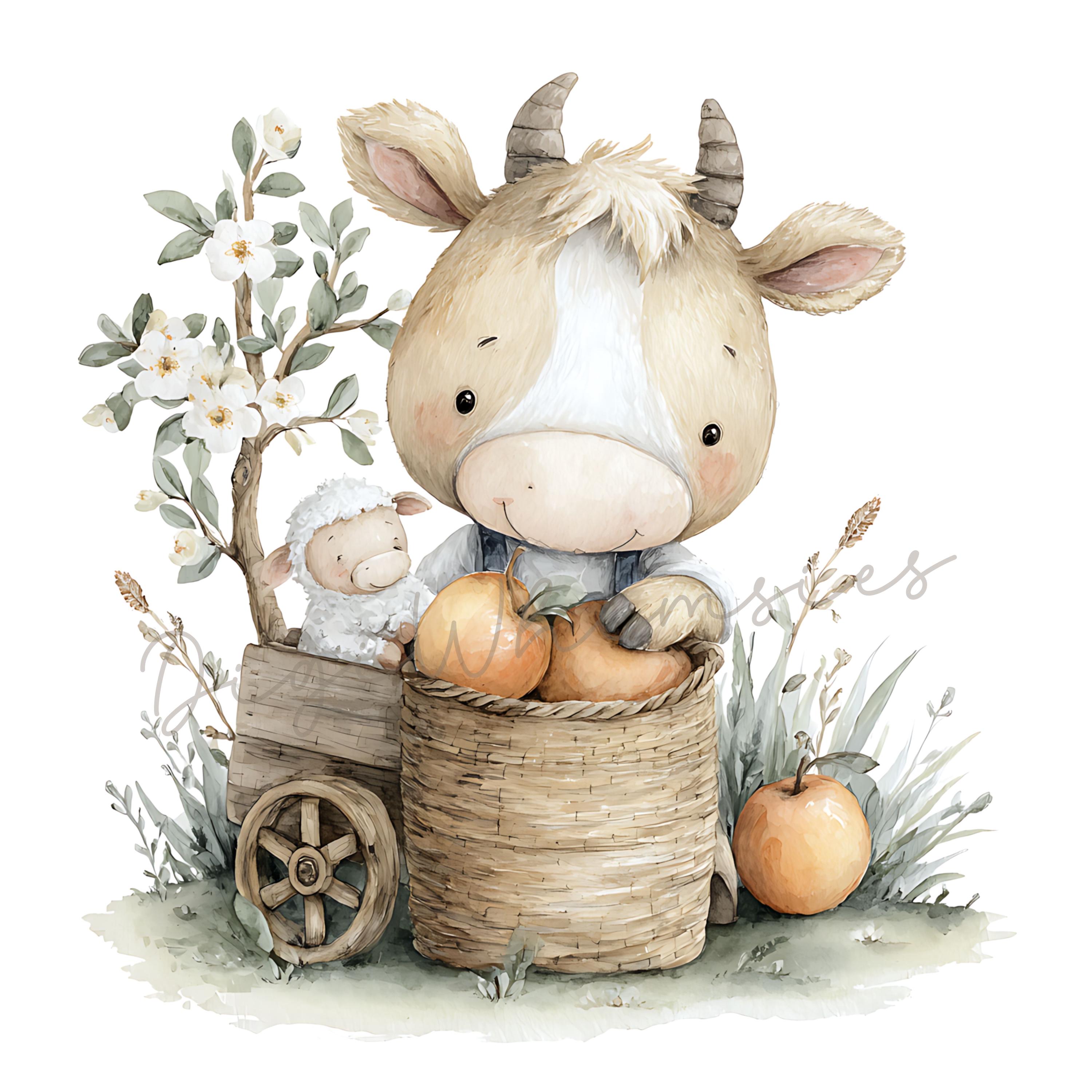 17 Baby Farm Animals Clipart Barn Nursery Baby Watercolor Jpgs - Etsy