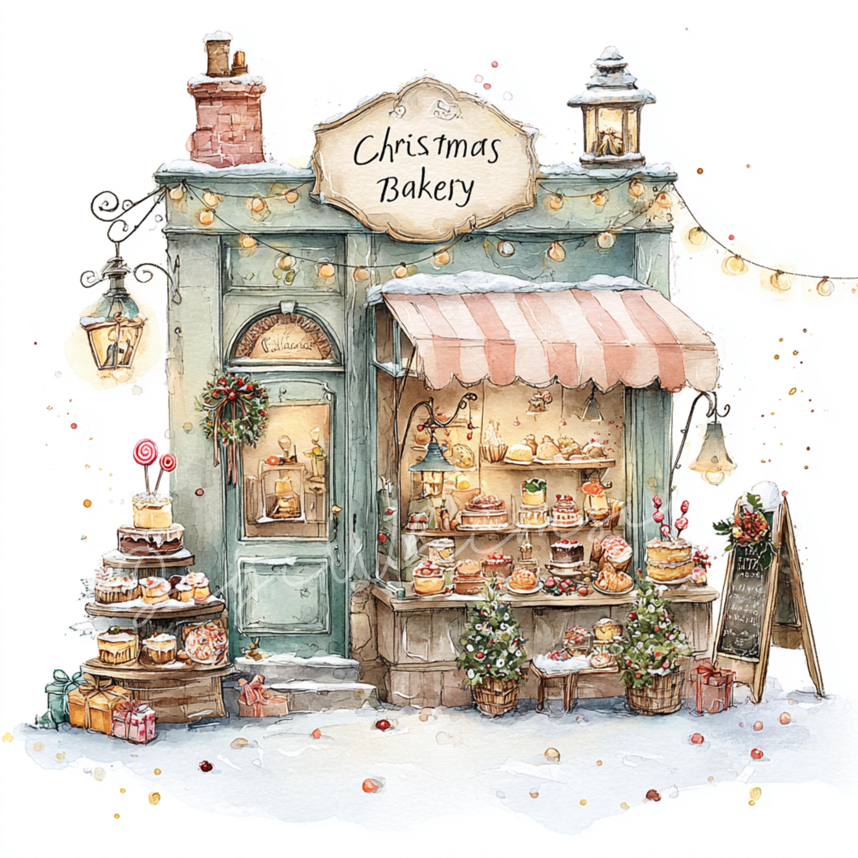 15 Christmas Bakery Clipart – Whimsical Watercolor Holiday Bakeshop ...