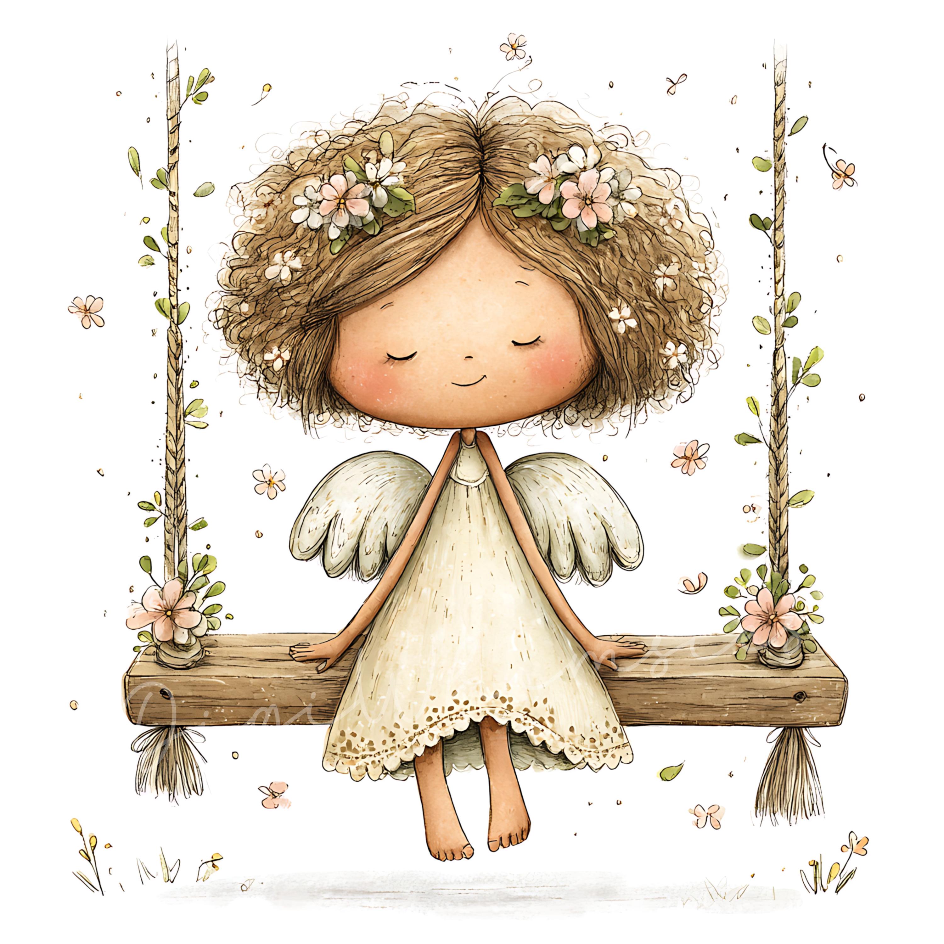 Sweet Spring Angel Clipart | Watercolor Flower Angels for Easter (20 ...