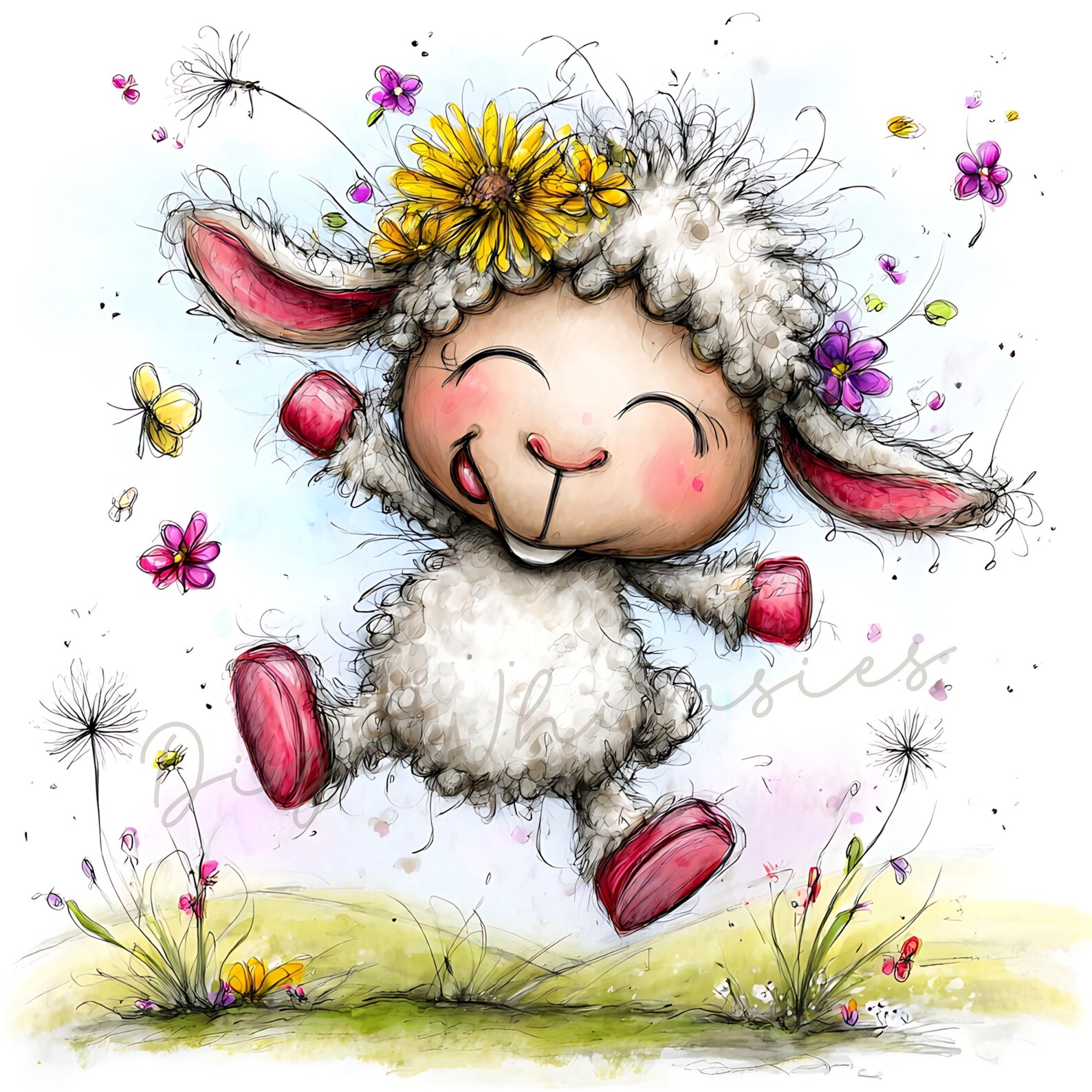 15 Funny Spring Baby Animals Clipart, Quirky Floral Nursery Art ...