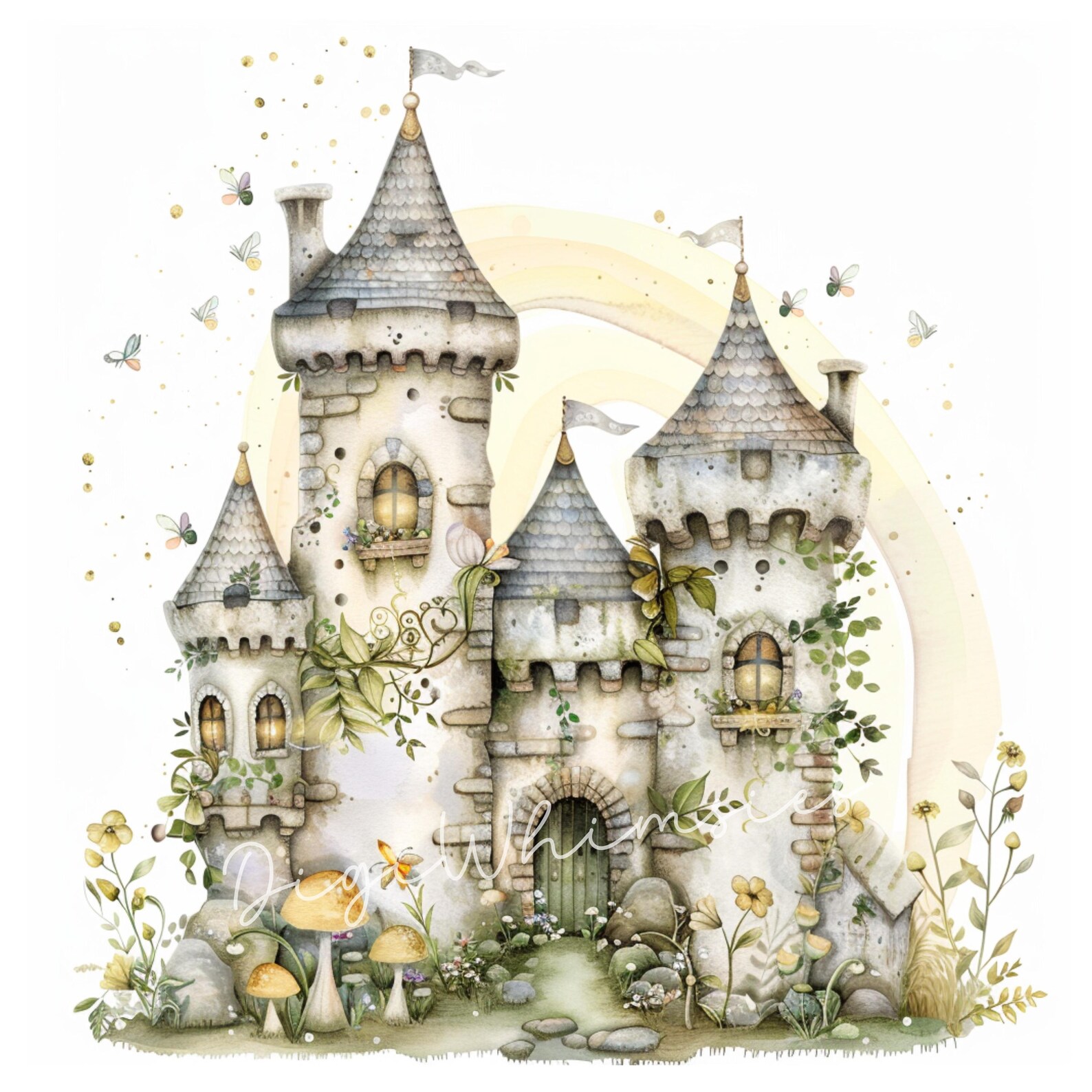 Cottagecore Castle Clipart: Mushroom Fairy Tale (JPG Digital Download ...
