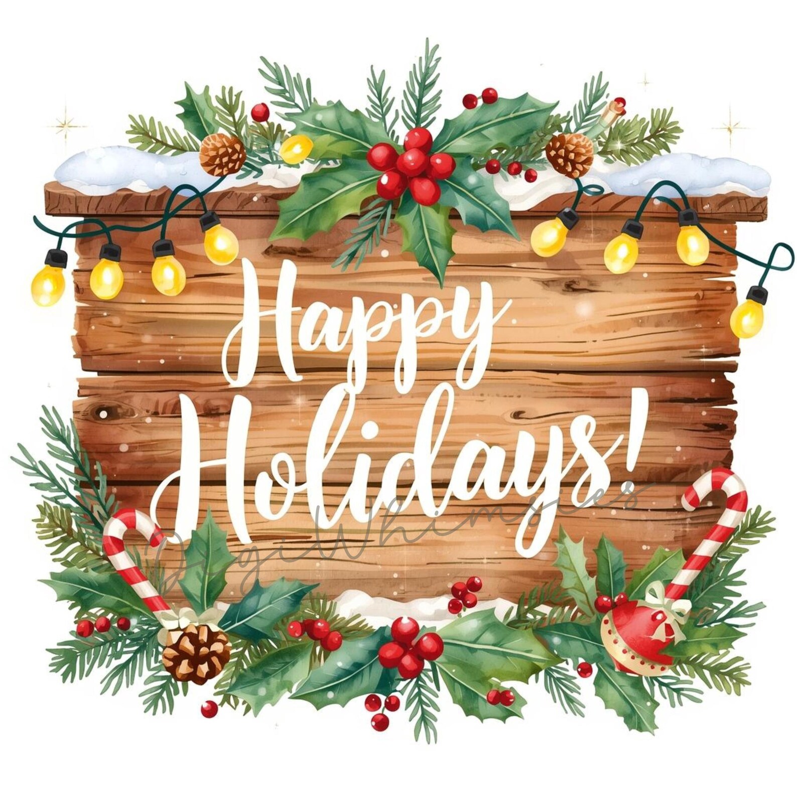 12 Happy Holidays Clipart: Holiday Signage Greetings Graphics (JPG ...