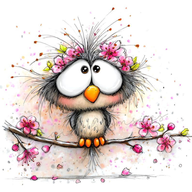 15 Funny Spring Baby Animals Clipart, Quirky Floral Nursery Art ...
