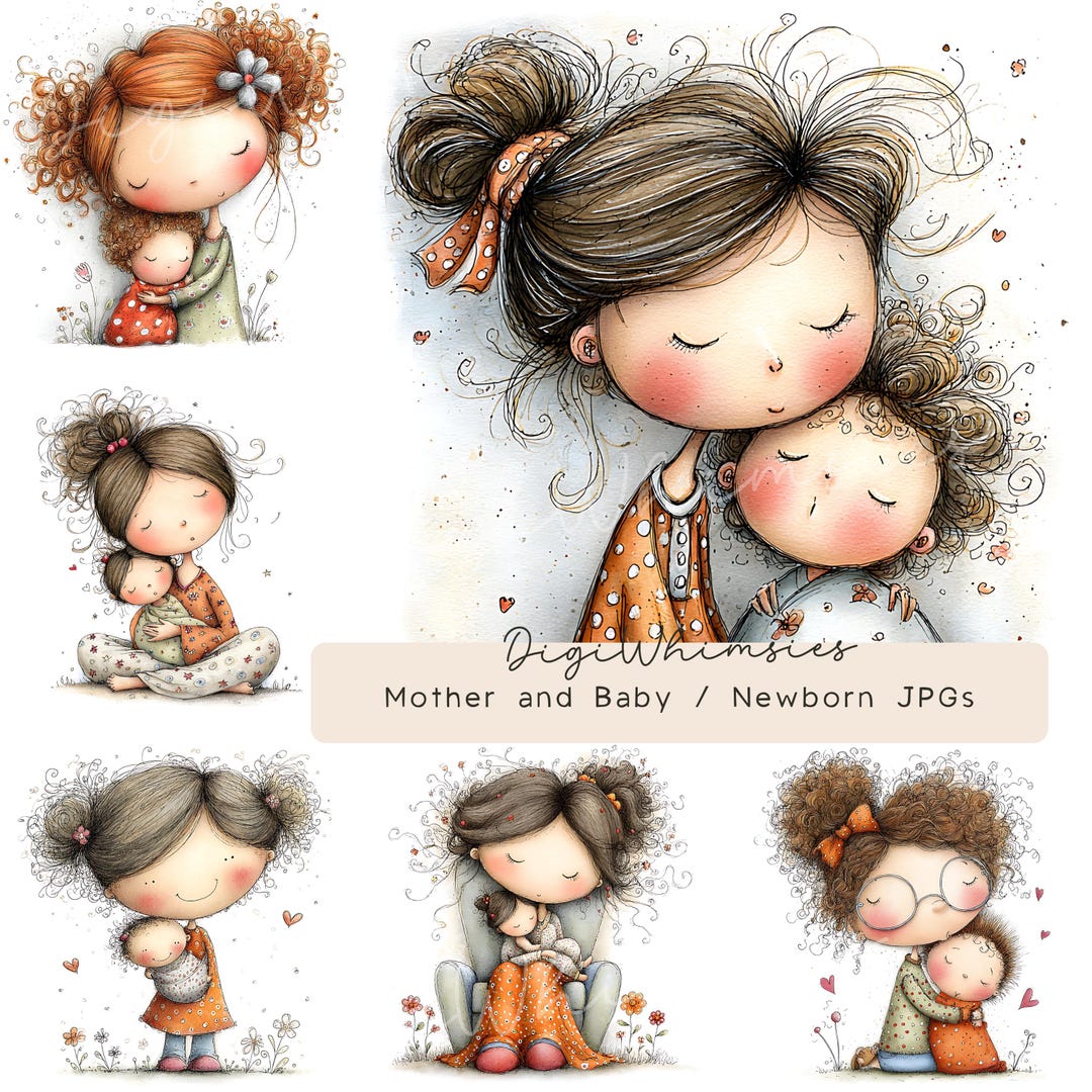 Mother and Baby Newborn Clipart: Watercolor Family Art (digital ...
