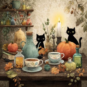 Halloween Tea Time Clip Arts Spooky Teapots 10 High Res Watercolor Jpgs ...
