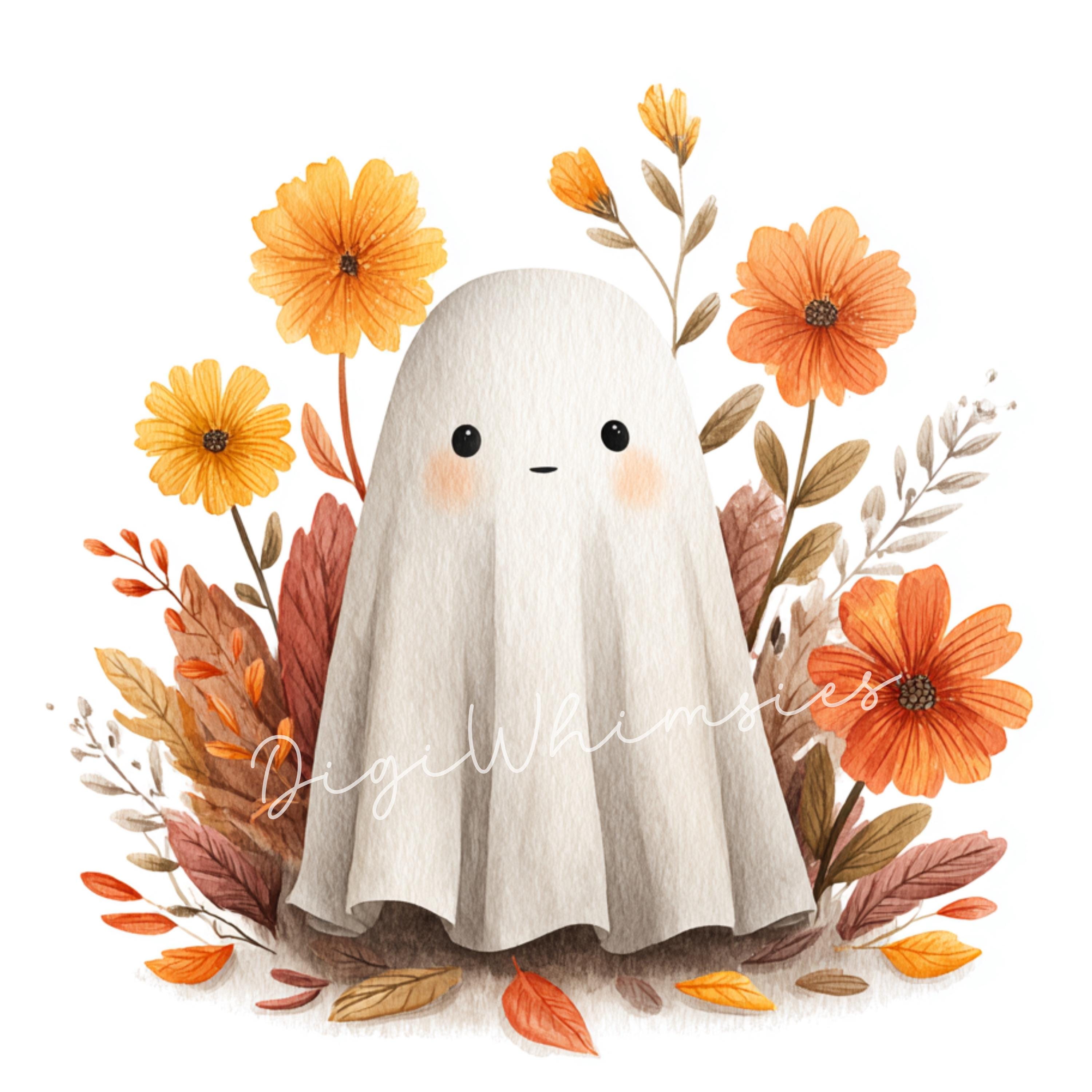 Watercolor Ghost Clipart: Boho Floral Jpgs for Junk Journals (digital ...