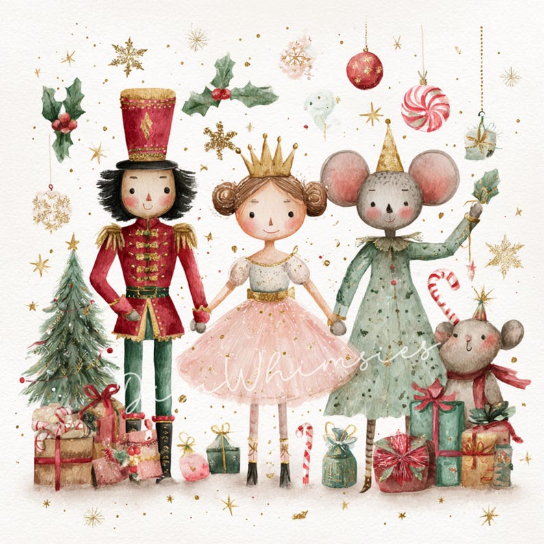 12 Nutcracker Ballet Clipart: Christmas Ballerinas, Whimsical ...