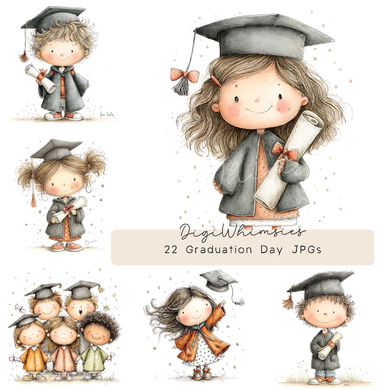 Kindergarten Graduation Kids Clipart - Etsy