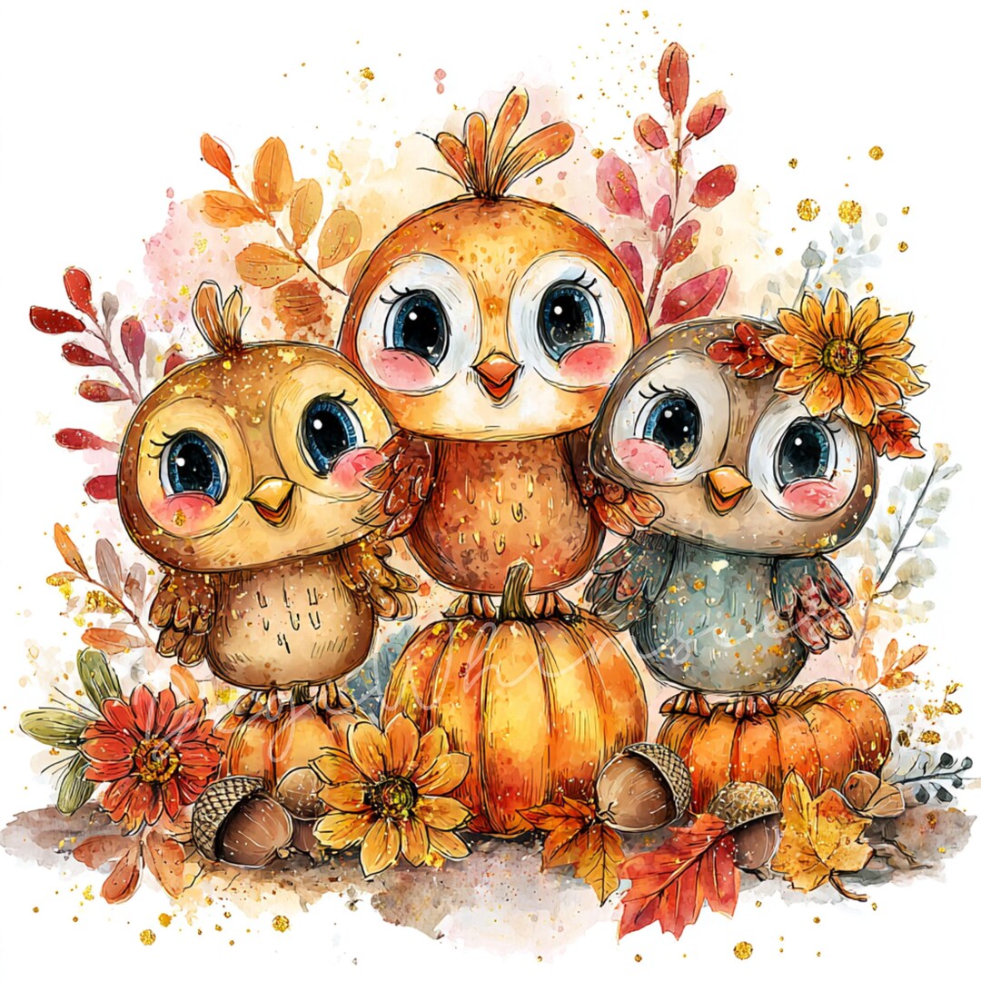 Turkey Clipart – Thanksgiving Autumn Animals, Cozy Fall Designs (jpgs ...