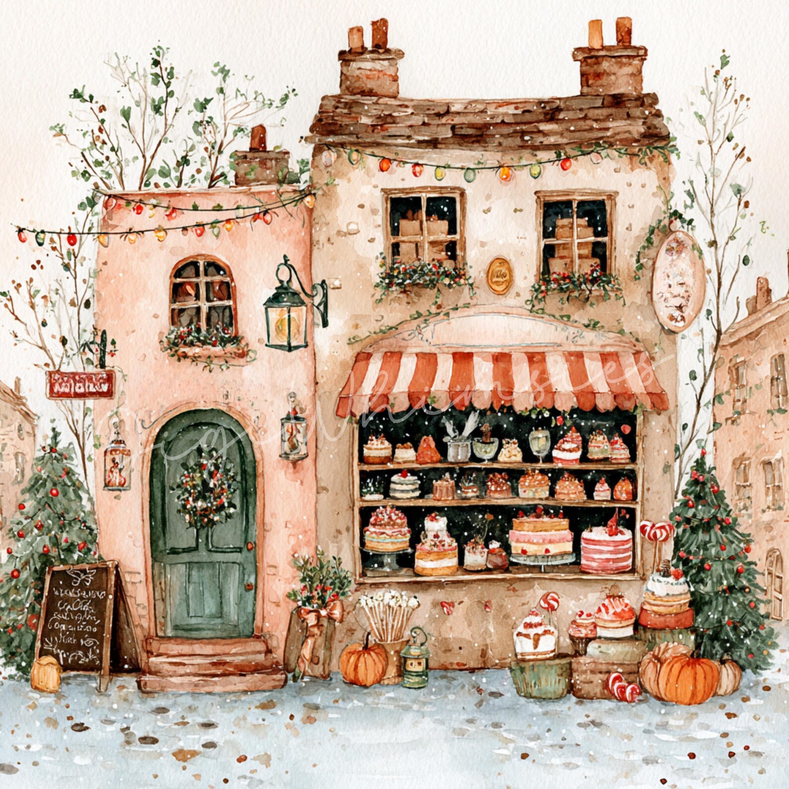 15 Christmas Bakery Clipart – Whimsical Watercolor Holiday Bakeshop ...