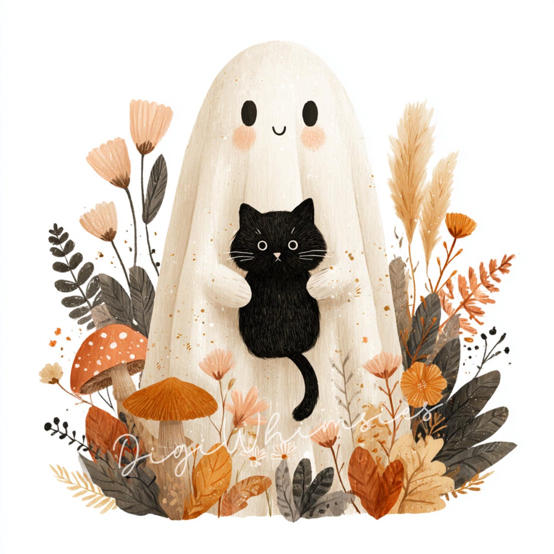 Retro Halloween Clipart: Ghost, Black Cat, Boho Junk Journal (10 Jpgs ...