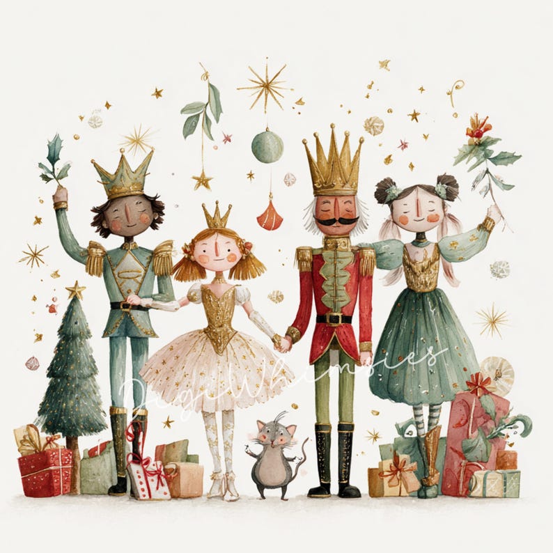 12 Nutcracker Ballet Clipart: Christmas Ballerinas, Whimsical ...
