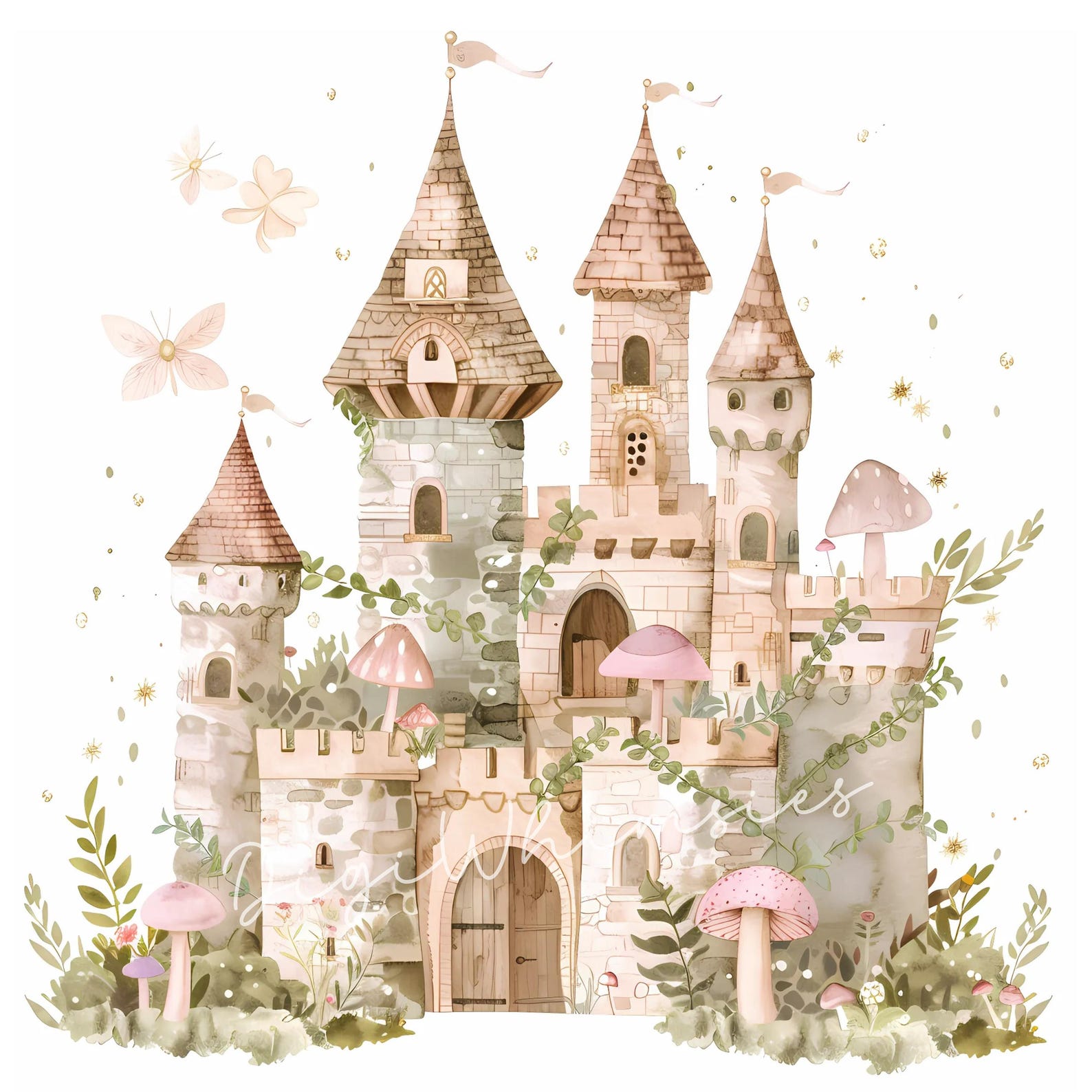 Cottagecore Castle Clipart: Mushroom Fairy Tale (JPG Digital Download ...