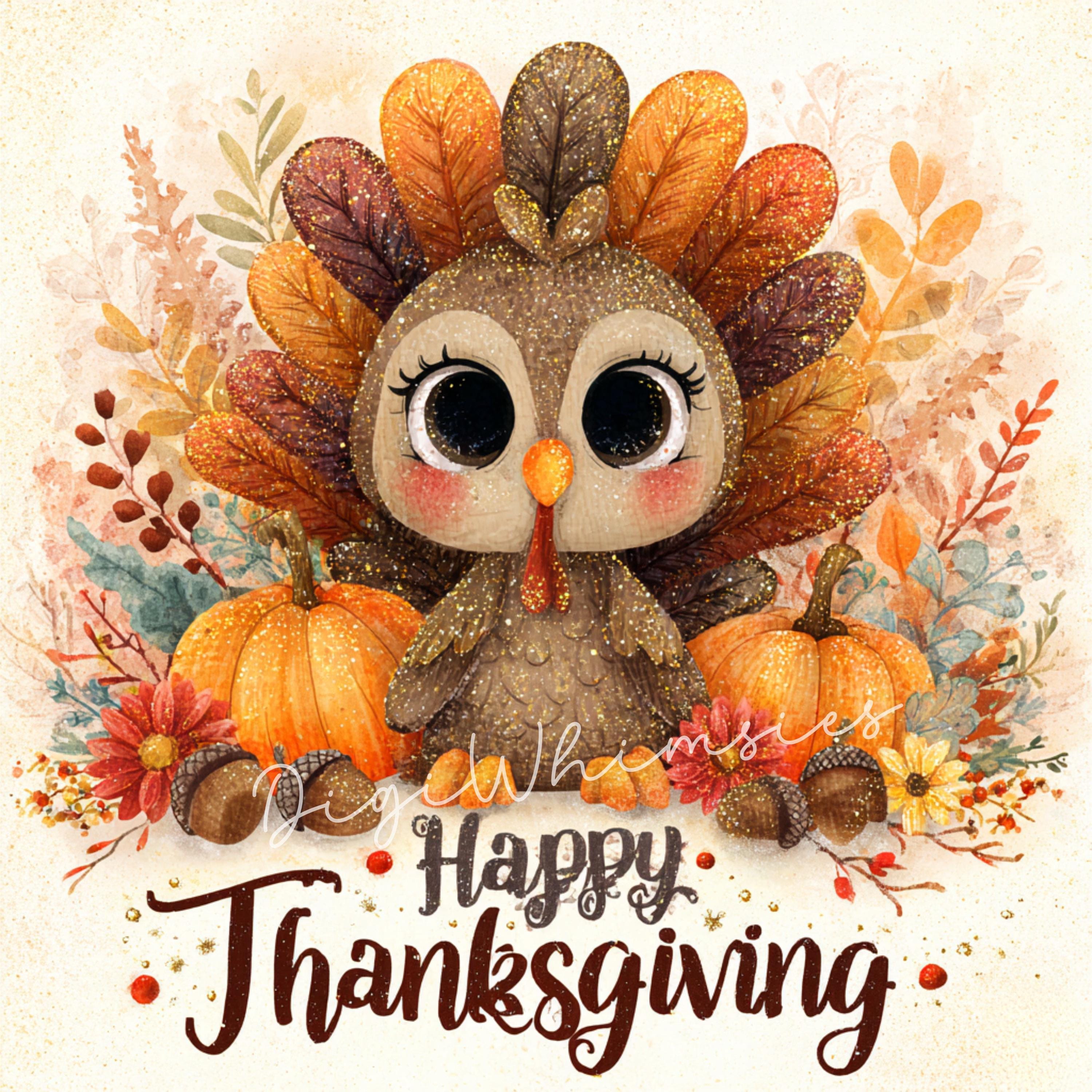 Thanksgiving Turkey Clipart: Cozy Autumn Animals (JPG Digital Download ...