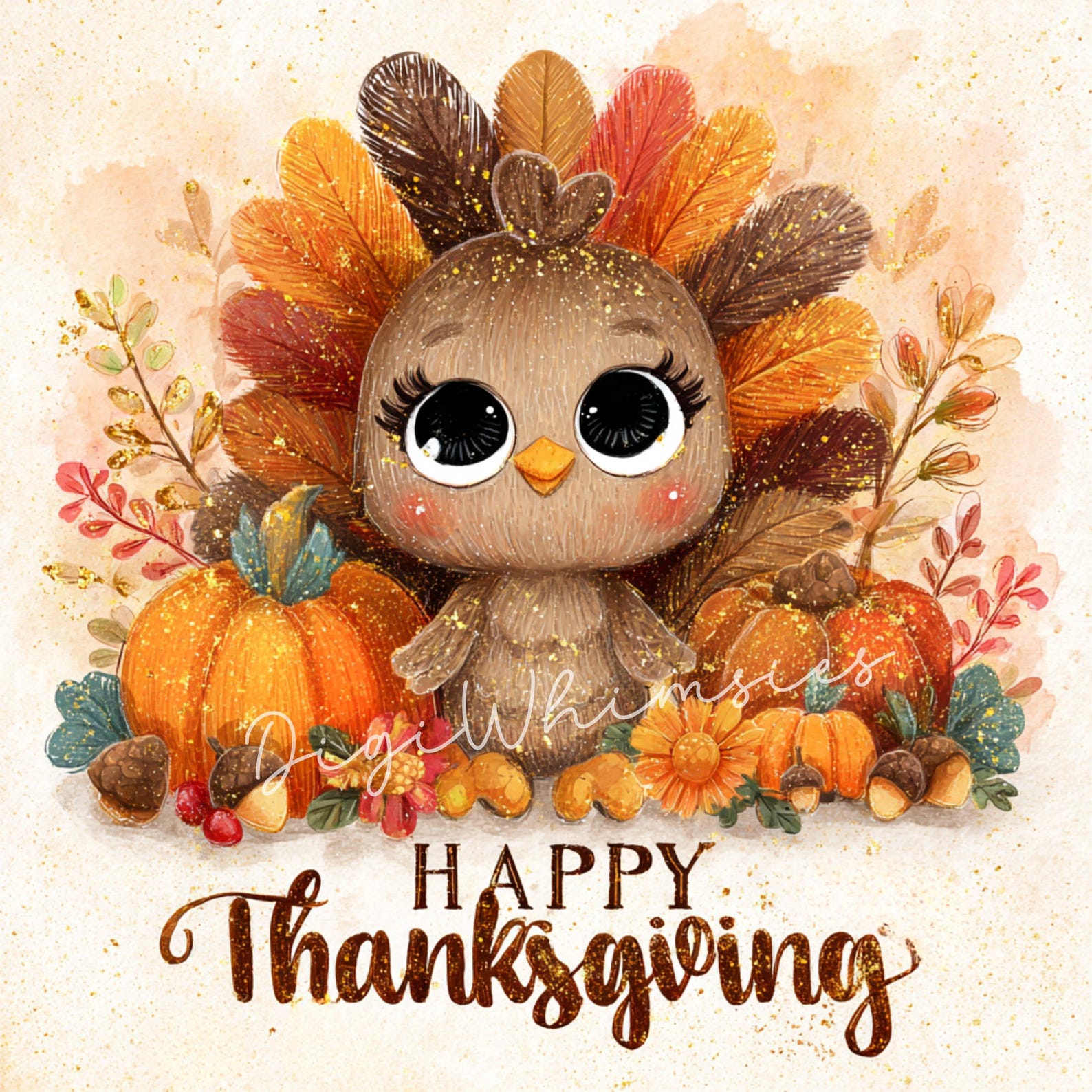 Thanksgiving Turkey Clipart: Cozy Autumn Animals (JPG Digital Download ...