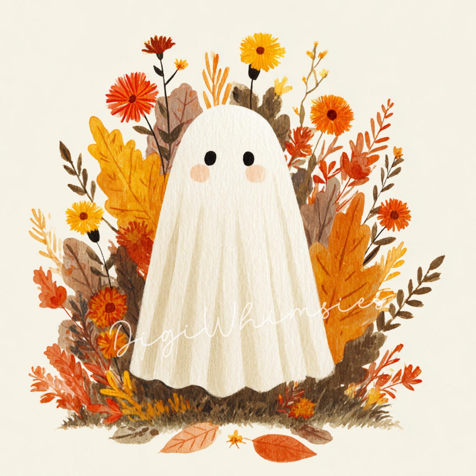 Watercolor Ghost Clipart: Boho Floral Jpgs for Junk Journals (digital ...