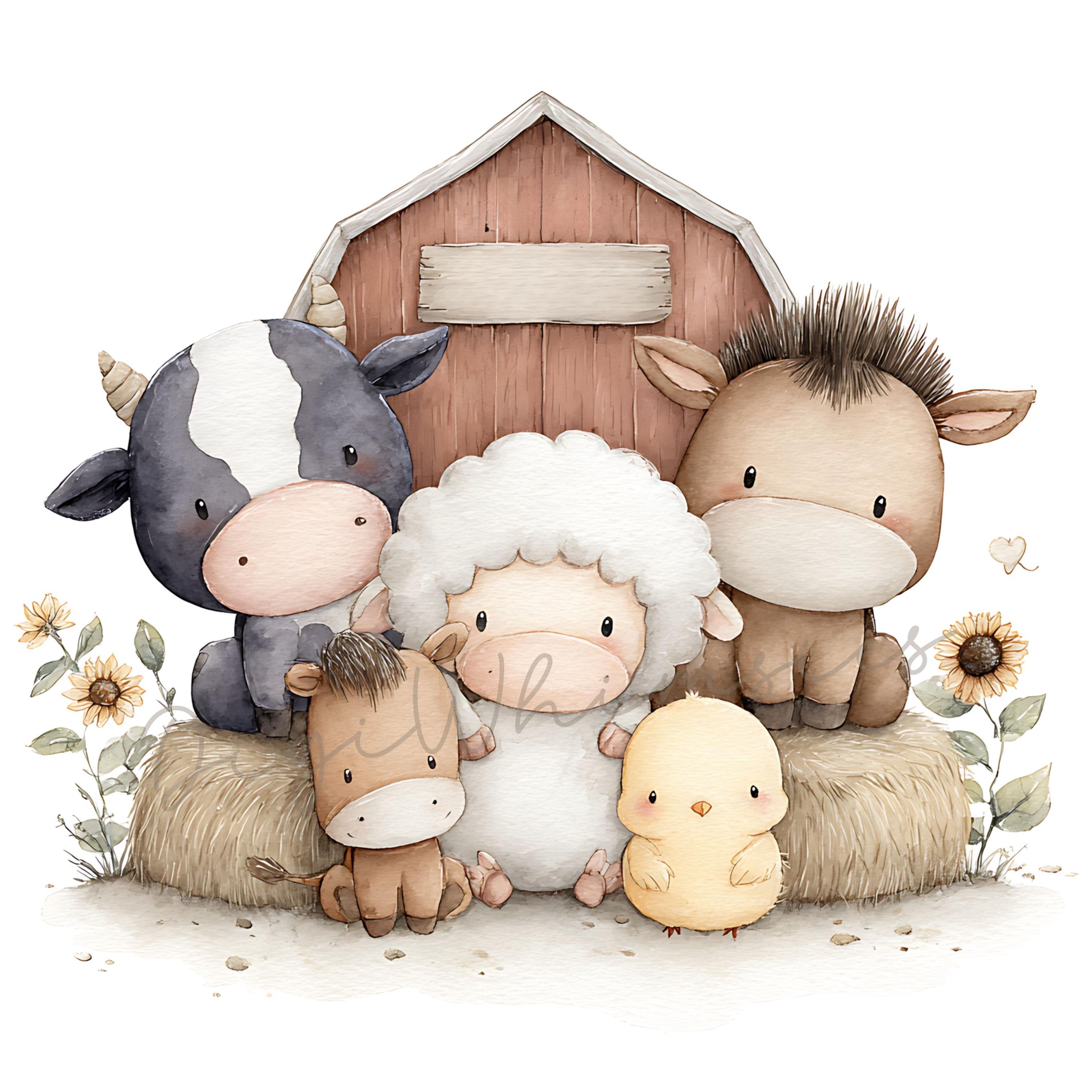 17 Baby Farm Animals Clipart Barn Nursery Baby Watercolor Jpgs - Etsy