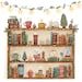 12 Christmas Bookshelf Clipart – Whimsical Holiday Library Bookish ...