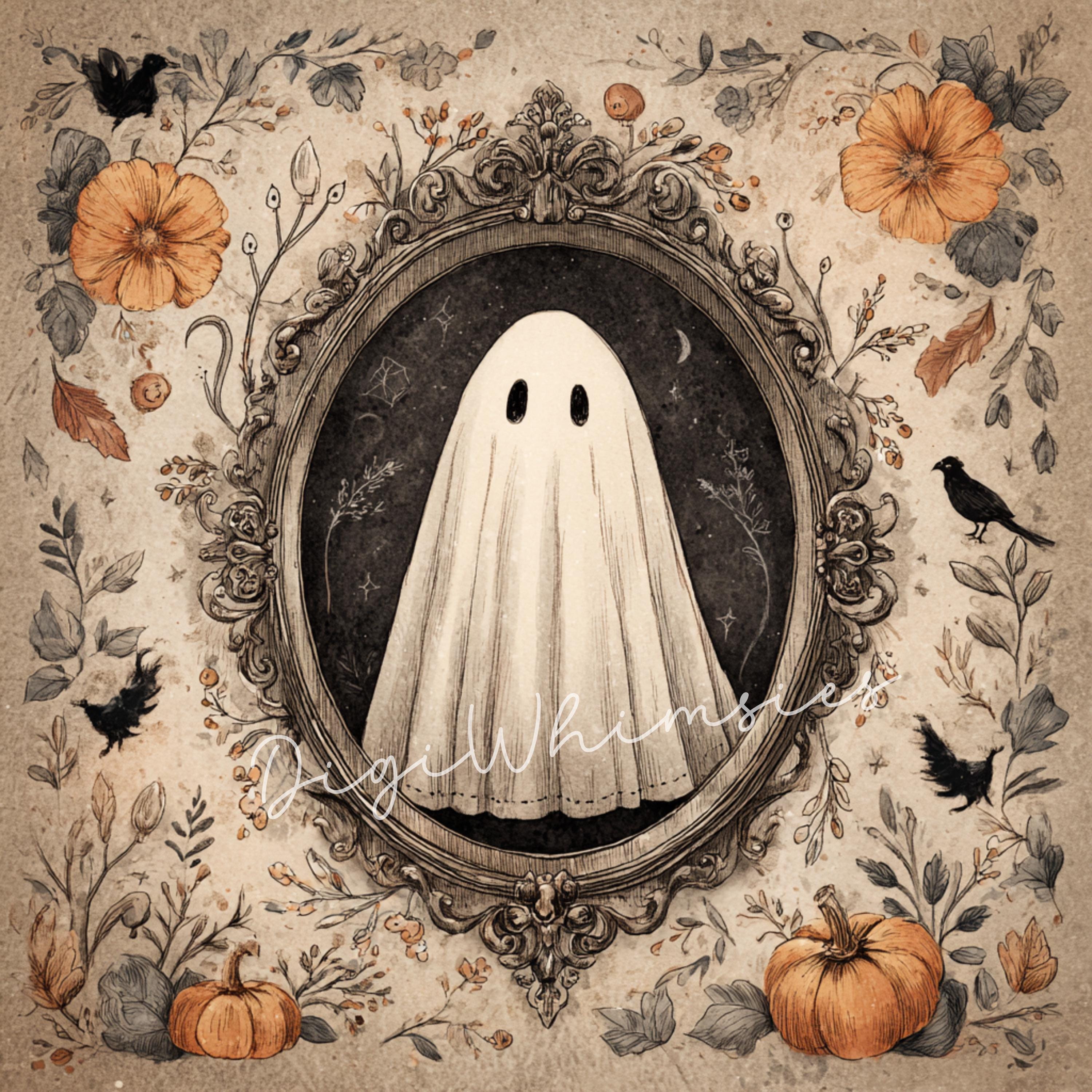 12 Watercolor Ghost Clipart: Vintage Spooky Frames, Junk Journal (jpgs ...