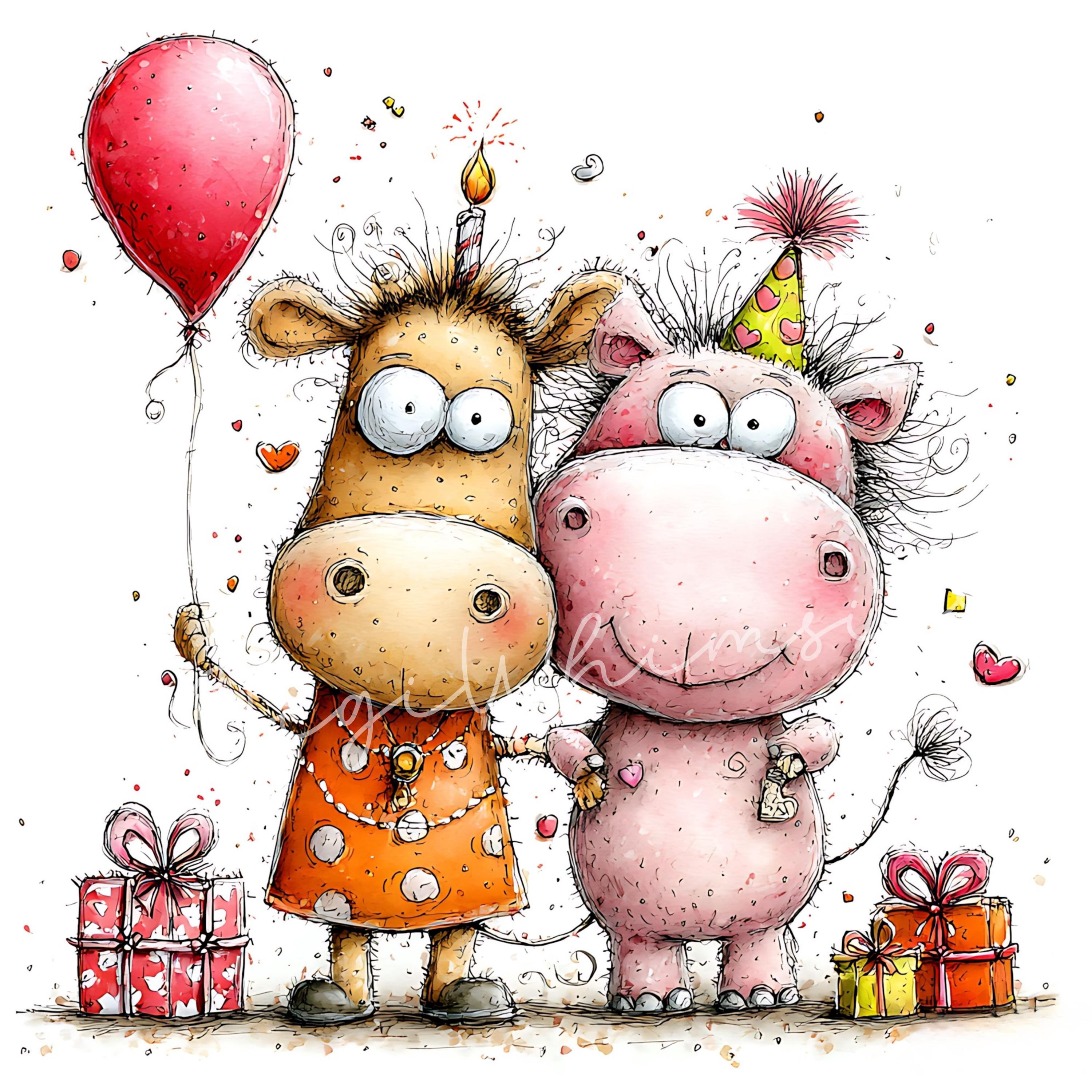 20 Quirky Birthday Clipart: Birthday Party, Funny Friends Bday Colorful ...