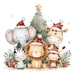 12 Safari Christmas Clipart Nursery Christmas Wild Animals Santa Baby ...