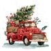 12 Red Christmas Truck Clipart – Whimsical Classic Holiday Jpgs Digital ...