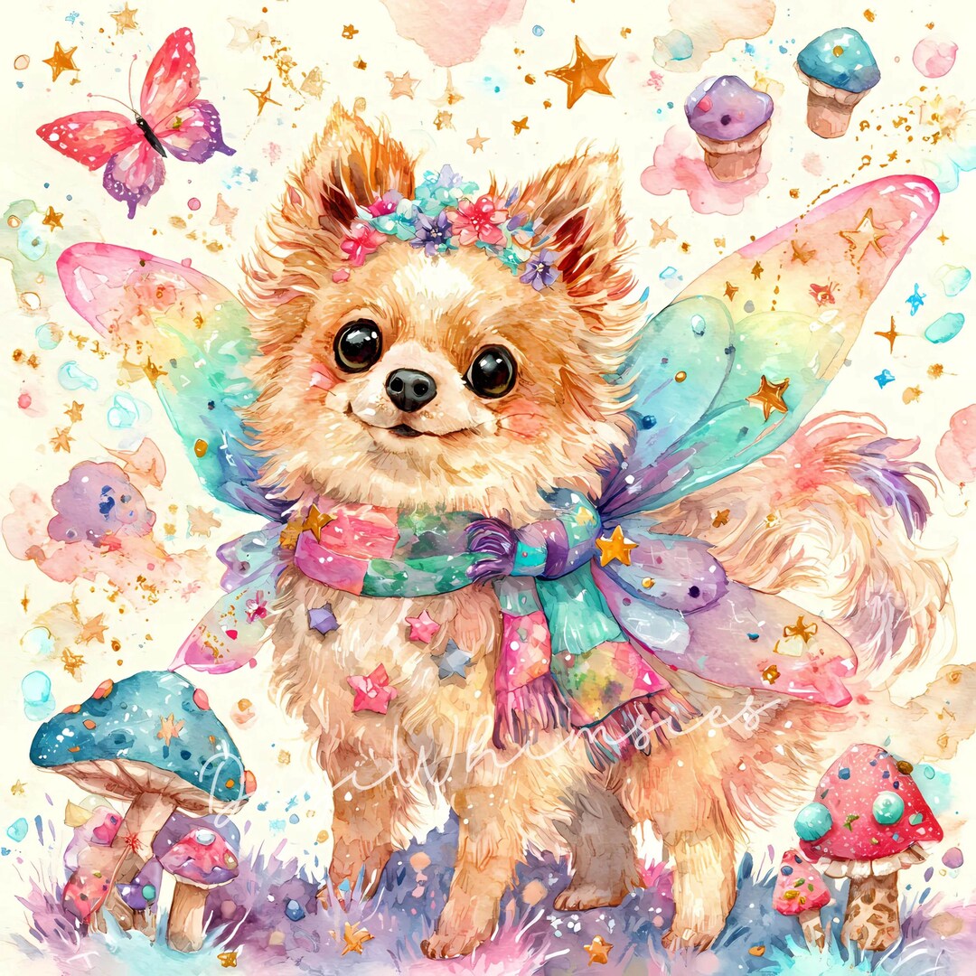 Fairy Dogs Clipart: Whimsical Puppy Illustrations (10 High-res Jpgs) - Etsy