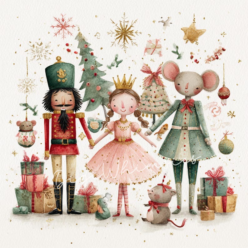 12 Nutcracker Ballet Clipart: Christmas Ballerinas, Whimsical ...