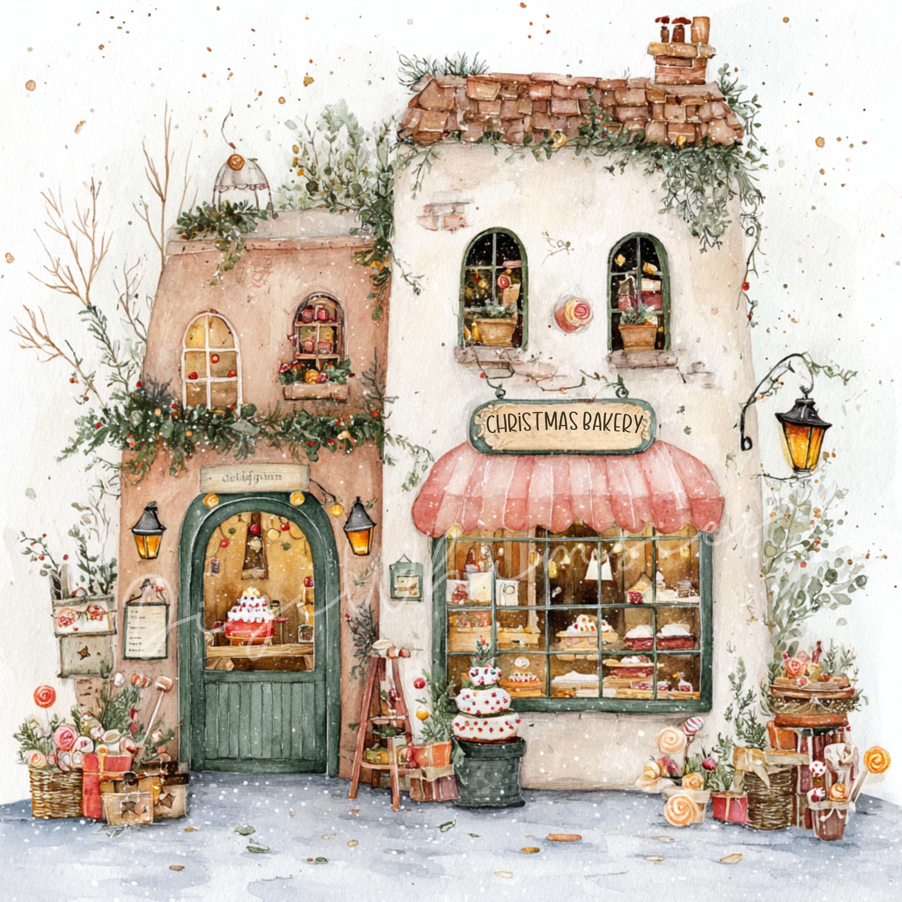 15 Christmas Bakery Clipart – Whimsical Watercolor Holiday Bakeshop ...