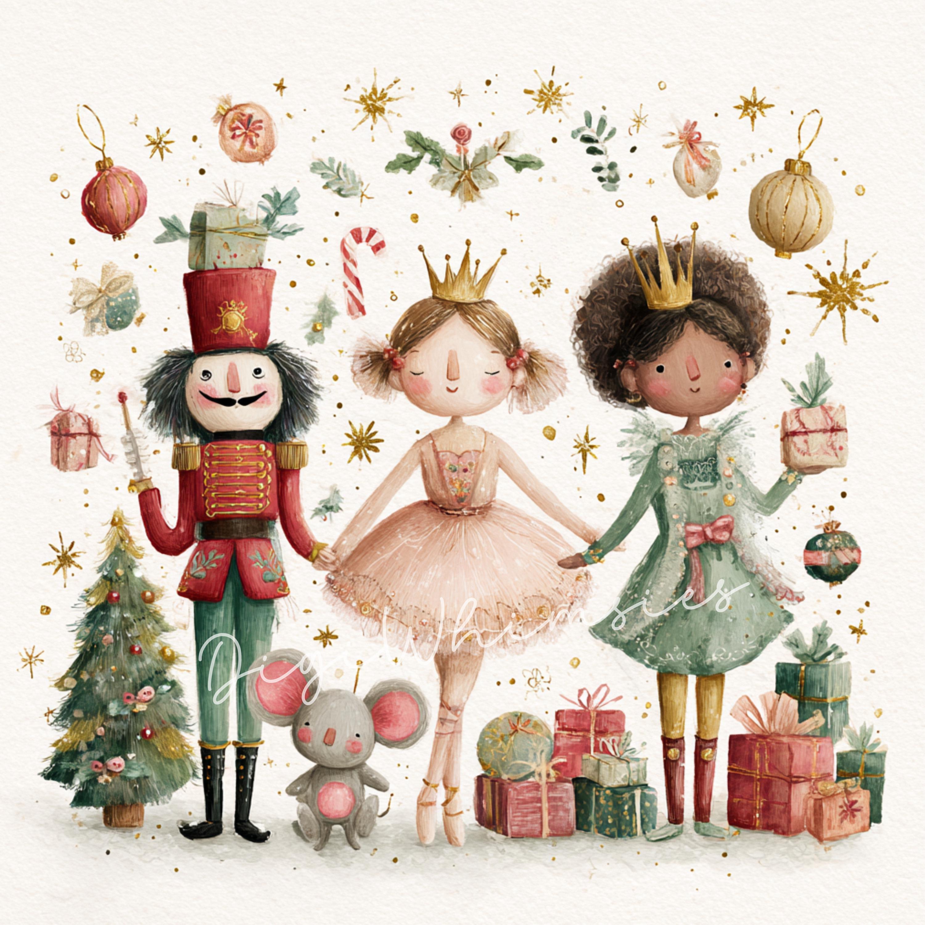 12 Nutcracker Ballet Clipart: Christmas Ballerinas, Whimsical ...