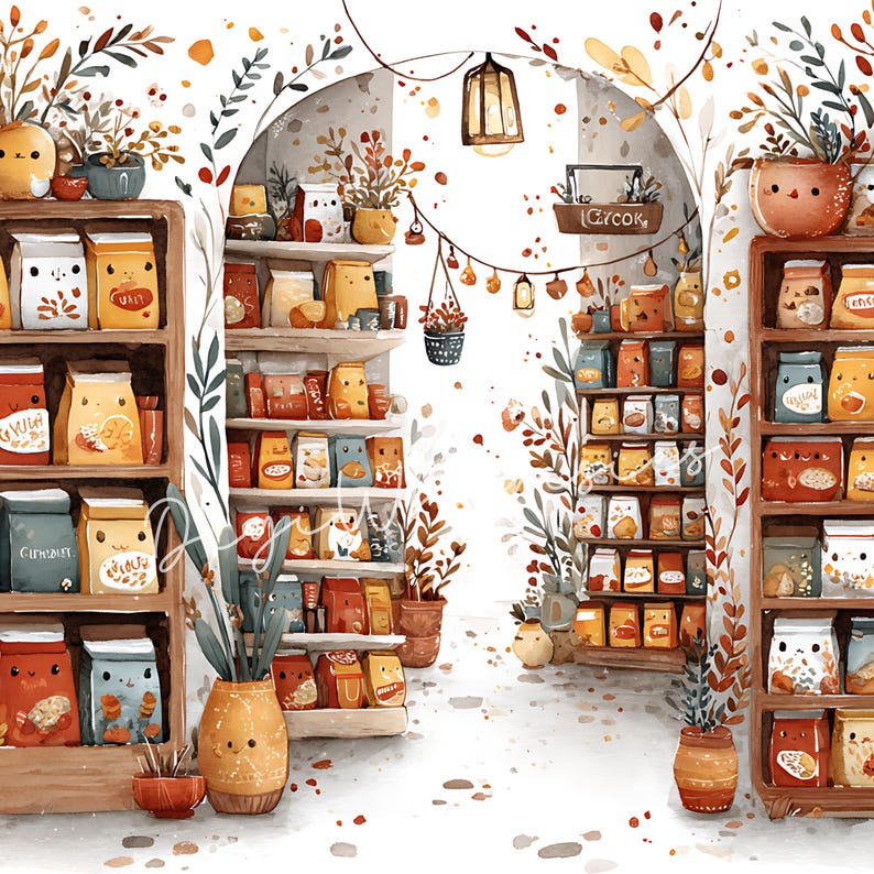 20 Grocery Store Clipart Set | Bakery Supermarket Shopping Watercolor ...